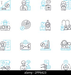 Fiscal oversight linear icons set. Accountability, Budgeting ...