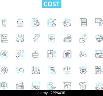 budget and expense icons, signs, outline symbols, concept linear ...