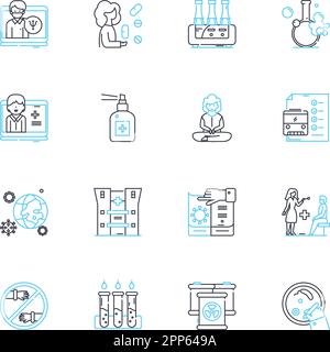 Prokaryotes linear icons set. Bacteria, Archaea, Microorganisms ...