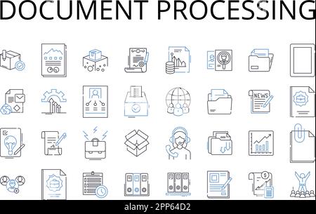 Paperwork handling line icons collection. Filing, Organization, Sorting ...