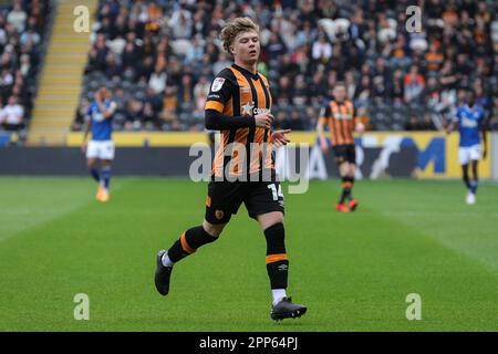 Harry Vaughan #14 of Hull City takes a shot during the Pre-season ...