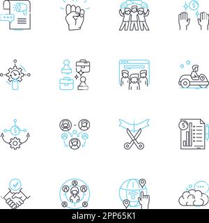 Civic association linear icons set. Community, Advocacy, Participation ...