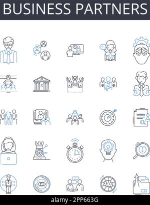 Collaborative Team line icons collection. Synergy, Cohesion ...