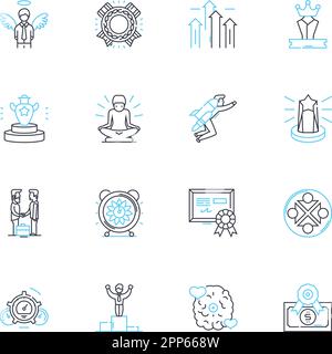 Guiding Principles linear icons set. Values, Ethics, Morality ...