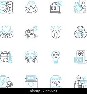 Ecological responsibility linear icons set. Sustainability ...