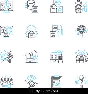 Financial evaluation linear icons set. Profitability, Liquidity ...