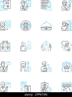 Work progression linear icons set. Advancement, Growth, Development ...