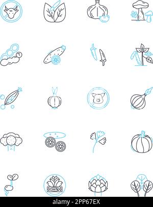 Fiber-rich diet linear icons set. Fibrous, Nutritious, Healthy ...