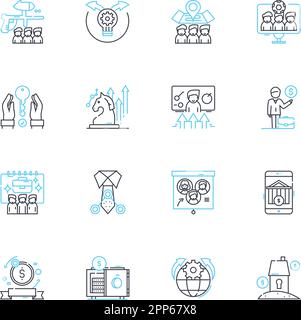 Economic stability linear icons set. Growth, Stability, Prosperity ...
