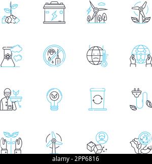 Habitat system linear icons set. Ecosystem, Biosphere, Habitat ...