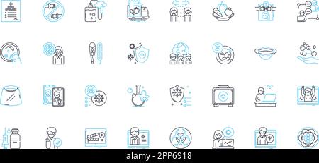 Infections linear icons set. Bacteria, Viruses, Fungi, Parasites ...