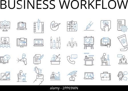 Output pathway line icons collection. Route, Outcome, Flow, Egress, Result, Channel, Conduit ...