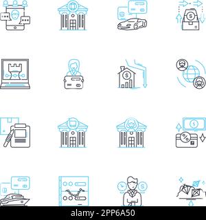 Risk funds linear icons set. Diversification, Investment, Allocation ...