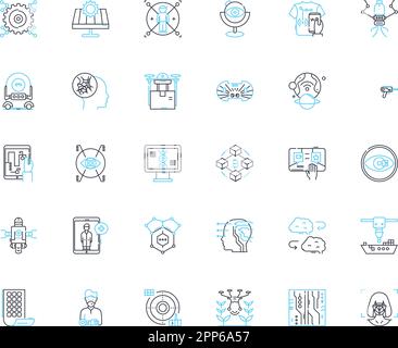 BioTech linear icons set. Genomics, Bioreactors, Proteomics, Gene ...