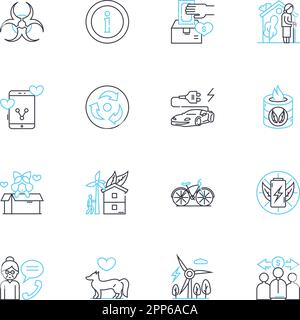 Ecosystem linear icons set. Diversity, Interdependence, Biodiversity ...