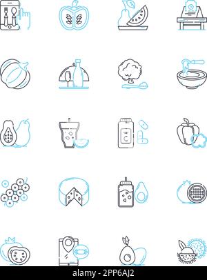 Lunchette linear icons set. Sandwiches, Burgers, Salads, Wraps, Paninis ...