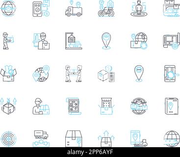Shipment services linear icons set. Logistics, Delivery, Dispatch ...