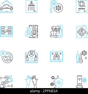 Prokaryotes linear icons set. Bacteria, Archaea, Microorganisms ...