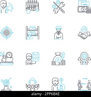 Workspace line vector icons and signs. Workplace, Desk, Area, Room ...