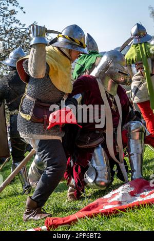 Horice, Czech Republic. 22nd Apr, 2023. Reconstruction of a battle ...