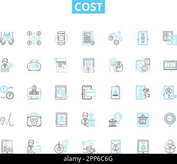 budget and expense icons, signs, outline symbols, concept linear ...