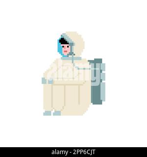 Astronaut sitting pixel art. 8 bit Spaceman pixelated. Vector ...