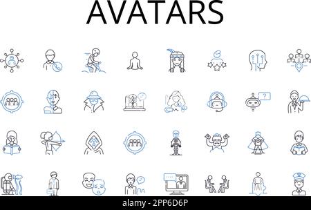 Avatars line icons collection. Comrades, Doppelgangers, Alternates ...