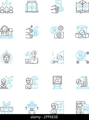 Control linear icons set. Dominance, Manipulation, Supremacy, Authority ...