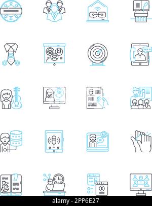 Boardroom conference linear icons set. Discussion, Strategy, Decision ...