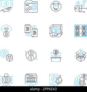 Urbanization trends linear icons set. Growth, Density, Migration ...