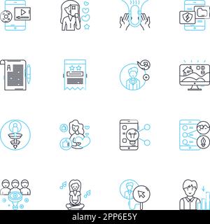 Content experience linear icons set. Engagement, Storytelling, Personalization, Navigation ...