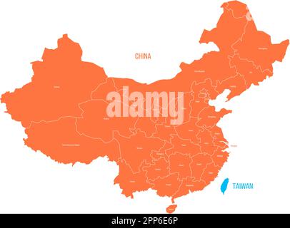 Political map of Taiwan and China. Both countries with administrative ...