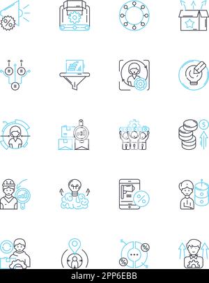 Authority linear icons set. Leadership, Control, Expertise, Credibility ...