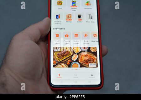 Cairo, Egypt, April 8 2023: Talabat mart application, online food ...