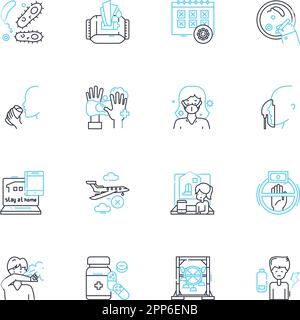 Infections linear icons set. Bacteria, Viruses, Fungi, Parasites ...