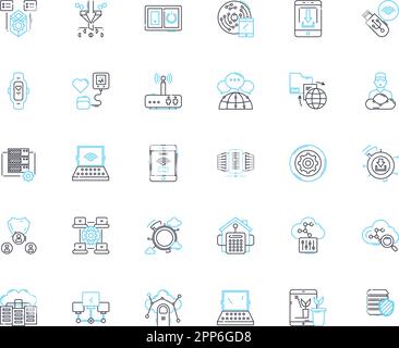 Environmental degradation linear icons set. Pollution, Deforestation ...