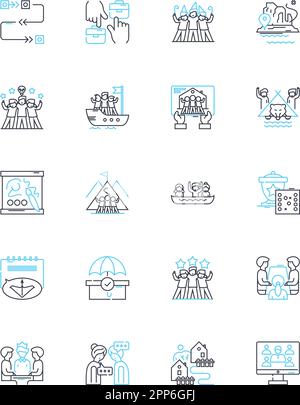 Gathering linear icons set. Convene, Assemble, Meet, Get-together ...
