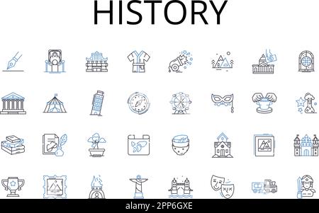 Ancestral records line icons collection. Genealogy, Heritage, Lineage ...