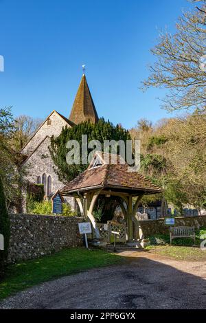 The lychgate and entrance to the church of St. John the Baptist, Findon ...