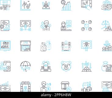 Risk metrics linear icons set. Probability, Volatility, Correlation ...
