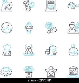 Spread linear icons set. Dissemination, Diffusion, Propagation ...