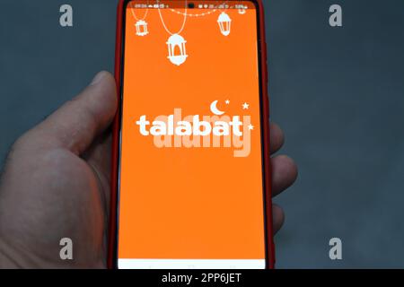 Cairo, Egypt, April 8 2023: Talabat mart application, online food ...