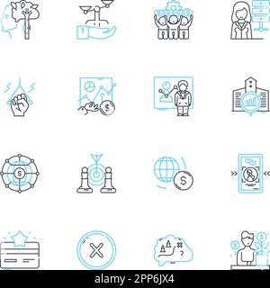Coordinated enterprise linear icons set. Collaboration, Integration ...