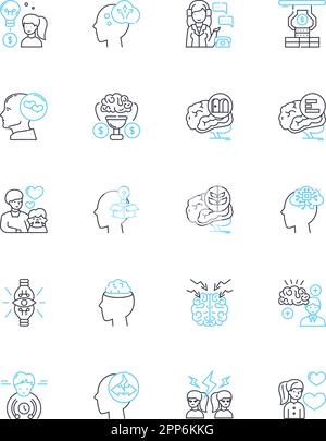 Brain Wellness linear icons set. Neuron, Cognition, Memory, Meditation ...