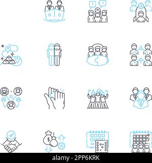 Township linear icons set. Community, Suburb, Municipality, Township ...