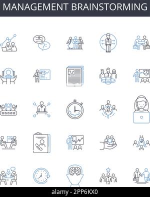 Supervision imagining line icons collection. Reflection, Feedback, Coaching, Development ...