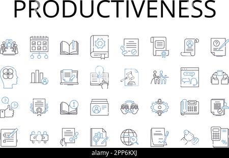 Productiveness line icons collection. Efficiency, Effectiveness, Productivity, Capability ...