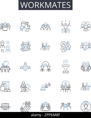 Workmates line icons collection. Colleagues, Comrades, Peers, Partners ...