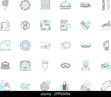 Pilot linear icons set. Aviator, Cockpit, Flight, Navigation, Aircraft ...