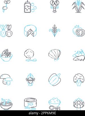 Lovely edible linear icons set. Sweet, Delicious, Yummy, Delectable ...